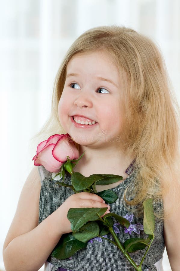 Girl with rose stock image. Image of hair, attractive - 19514421
