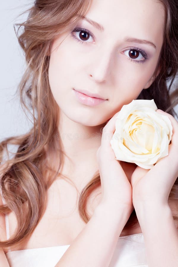 Girl with rose stock photo. Image of romance, cute, female - 23288572