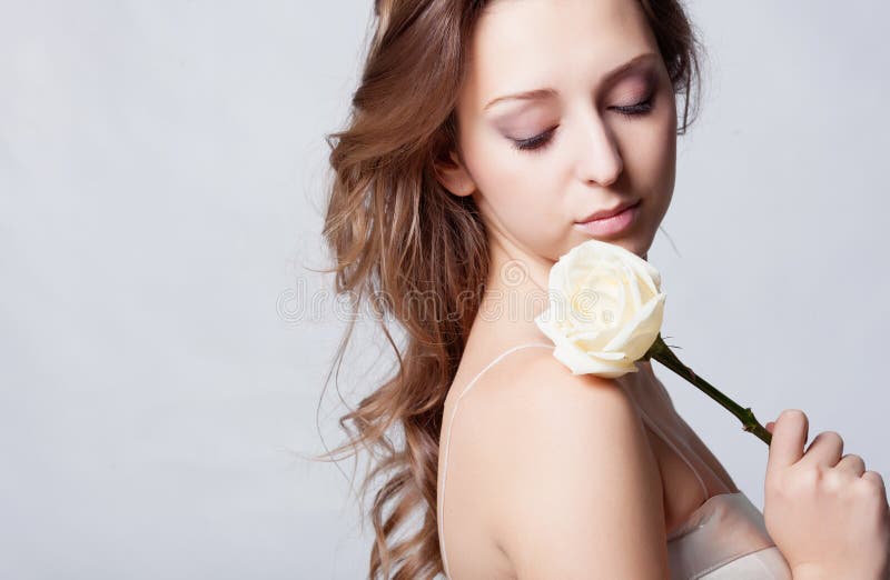 Girl with rose stock photo. Image of rose, glamor, beautiful - 23288588