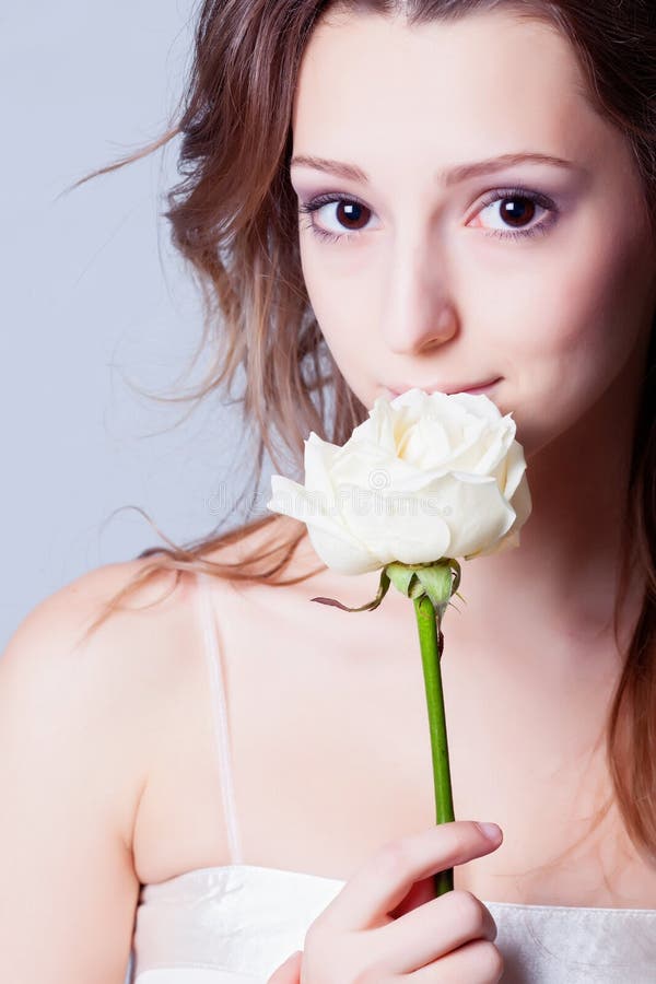 Girl with rose stock photo. Image of elegant, romance - 23288592