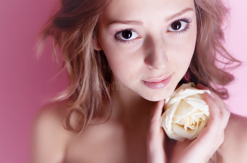 Girl with rose stock image. Image of makeup, caucasian - 23367641