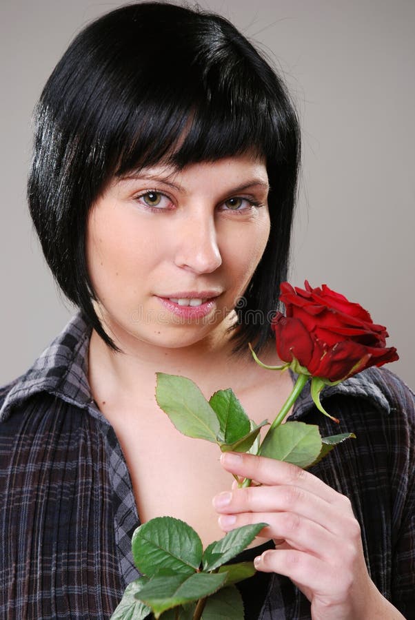 Girl with rose stock photo. Image of cheer, daydream - 24257376