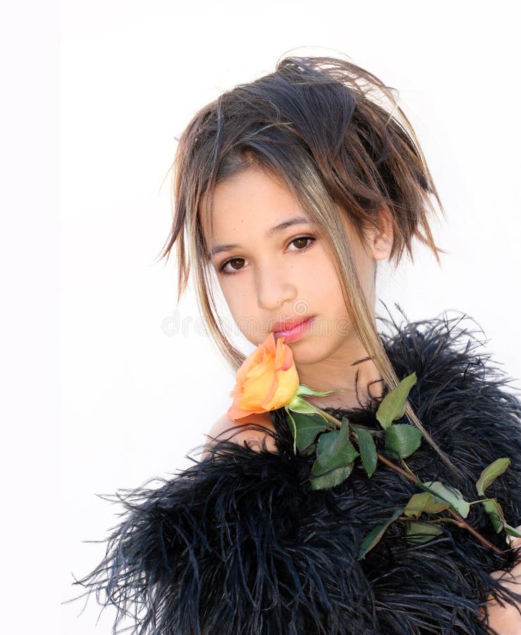 Girl with a rose stock photo. Image of feminine, happy - 439856