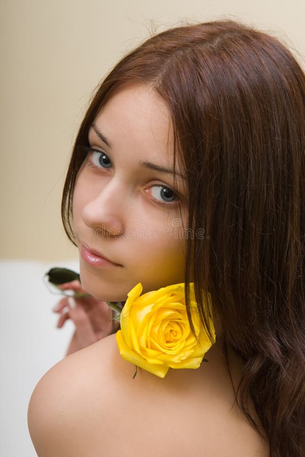 Sad Young Woman with a Rose Stock Image - Image of despair, adult: 15866043