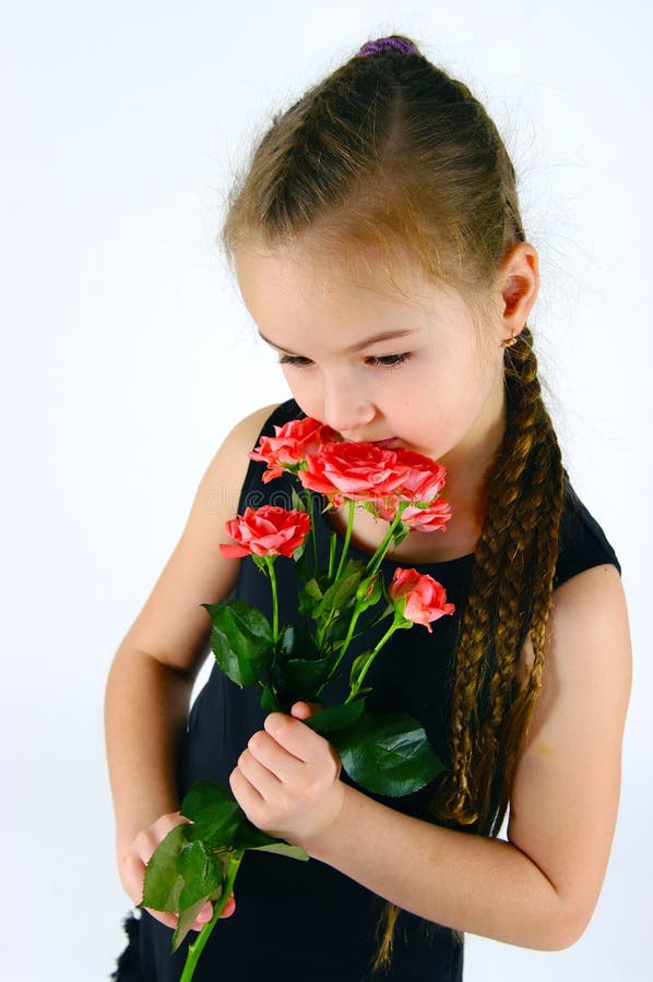 Girl with a rose stock photo. Image of aroma, rose, white - 30486728