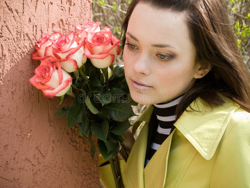 Girl with roses stock photo. Image of serene, expression - 13900480
