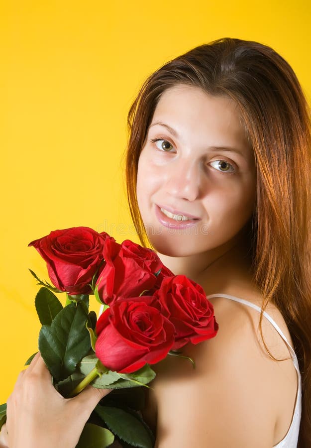Girl with roses stock photo. Image of flower, sensual - 17274556