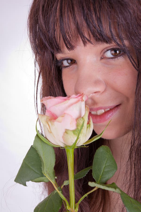The girl with roses stock photo. Image of happiness, petal - 23576352