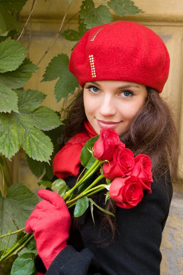 Romantic girl with roses stock image. Image of adult, cute - 7982697