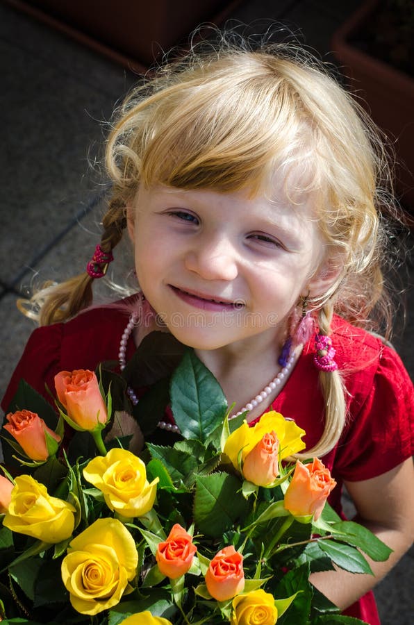 Girl with roses stock image. Image of flower, fathers - 44809033