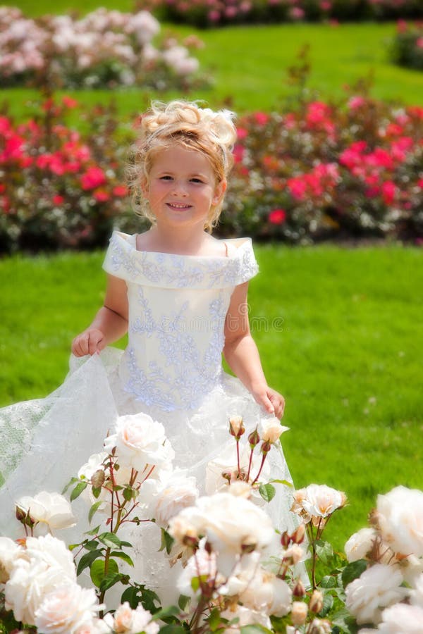 Little Girl Celebrate Happy Birthday Party with Rose Outdoor Stock ...