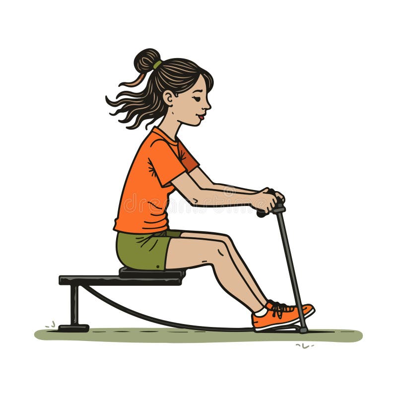 Girl Rowing Exercise Illustration Stock Illustration - Illustration of ...