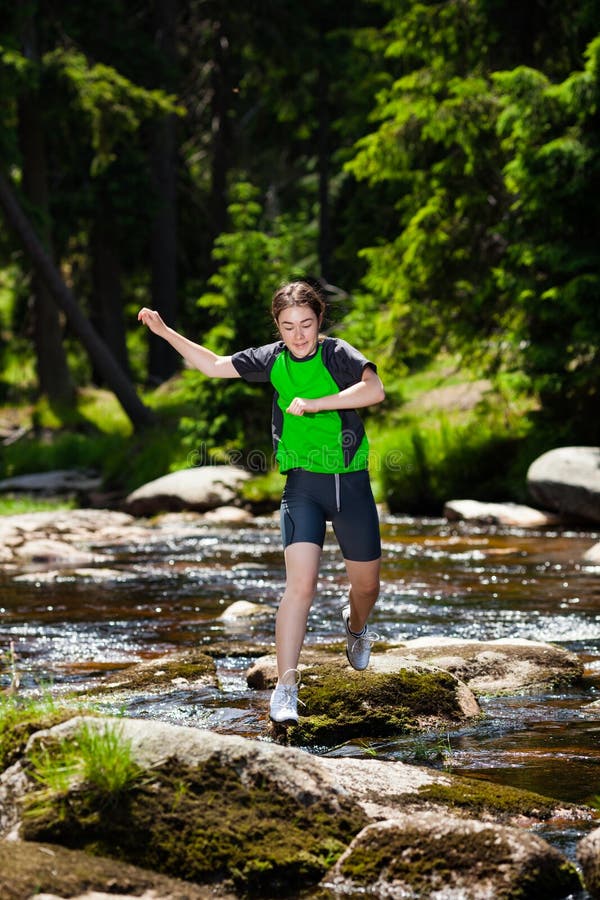 Girl running outdoor stock photo. Image of health, leap - 29035712