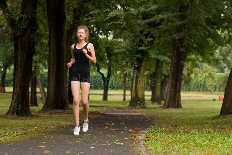 Girl running in the park stock image. Image of beautiful - 15643997