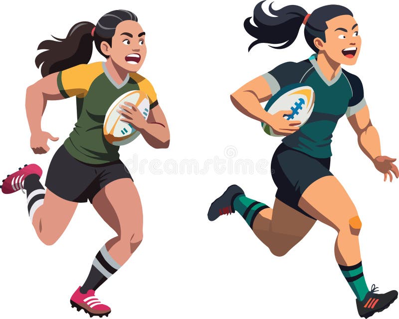 Girl Running with Rugby Ball- Stock Vector - Illustration of sport ...