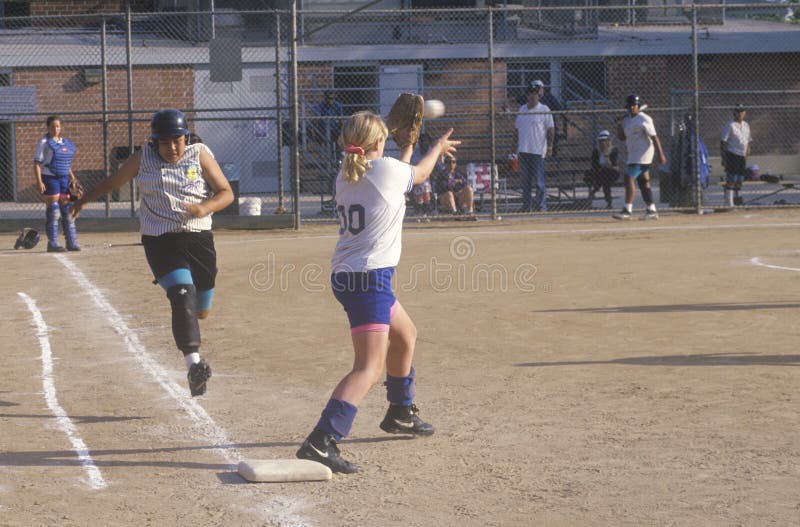 Girl S Softball Second Base Player Editorial Photography - Image of ...