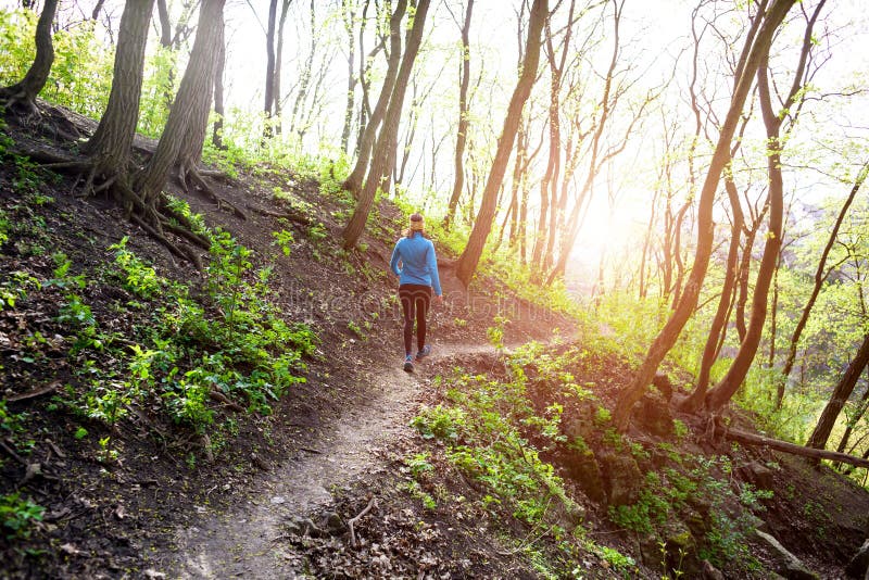 Girl Running In The Woods Stock Image Image Of Outdoor 113532925