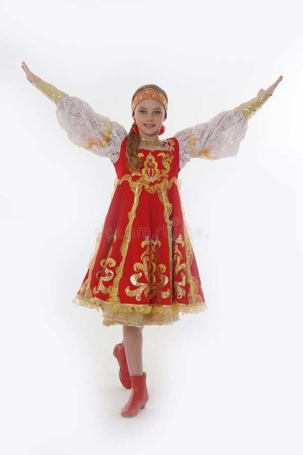 Girl in Russian Dancing Costume Stock Photo - Image of culture, black ...
