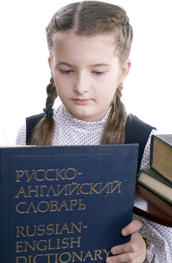 Girl and Russian-English Dictionary Stock Image - Image of reading ...