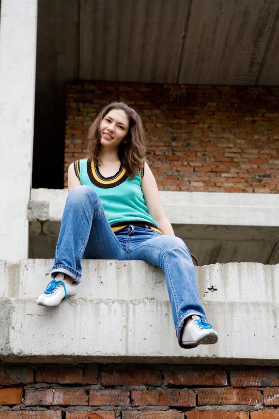 Girl in rusty building stock photo. Image of concrete - 11824150