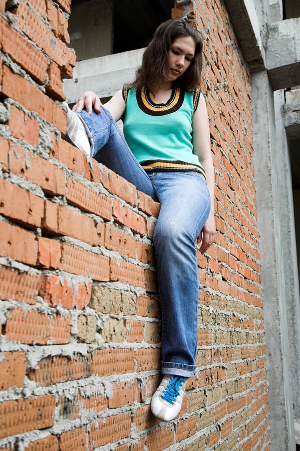 Girl in rusty building stock photo. Image of caucasian - 12573040