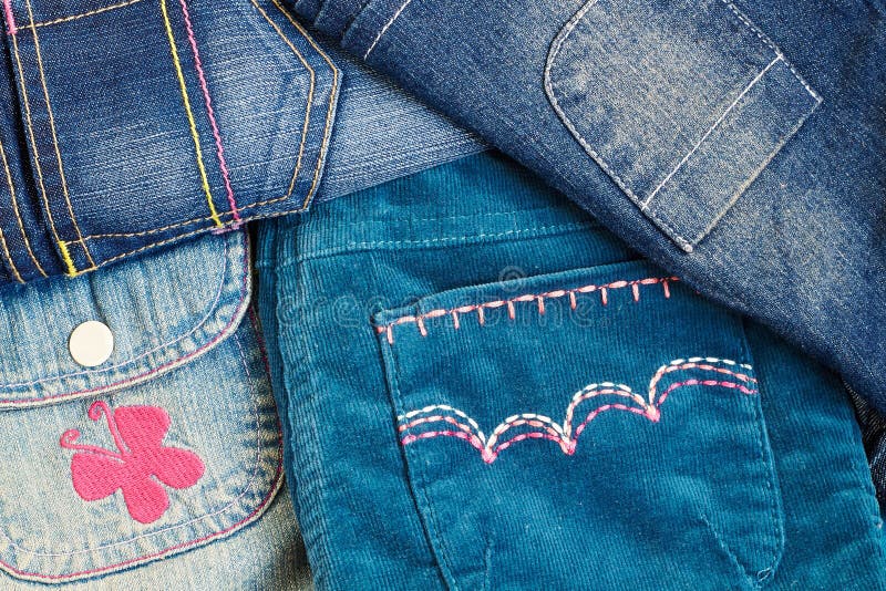 Girl S Clothes with Pockets Stock Photo - Image of apparel, neat: 34982304