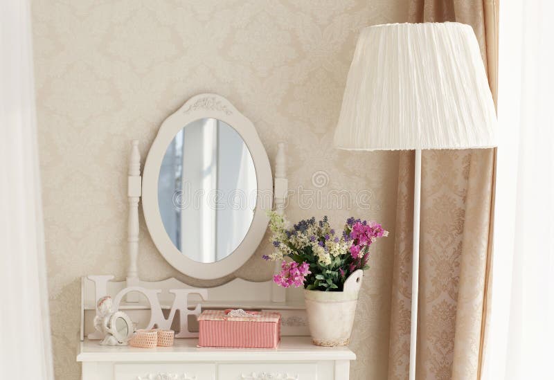 Girl S Dressing Table with Mirror and Decoration Stock Image - Image of ...
