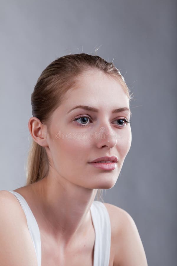 The girl s face stock image. Image of vertical, blond - 18121743