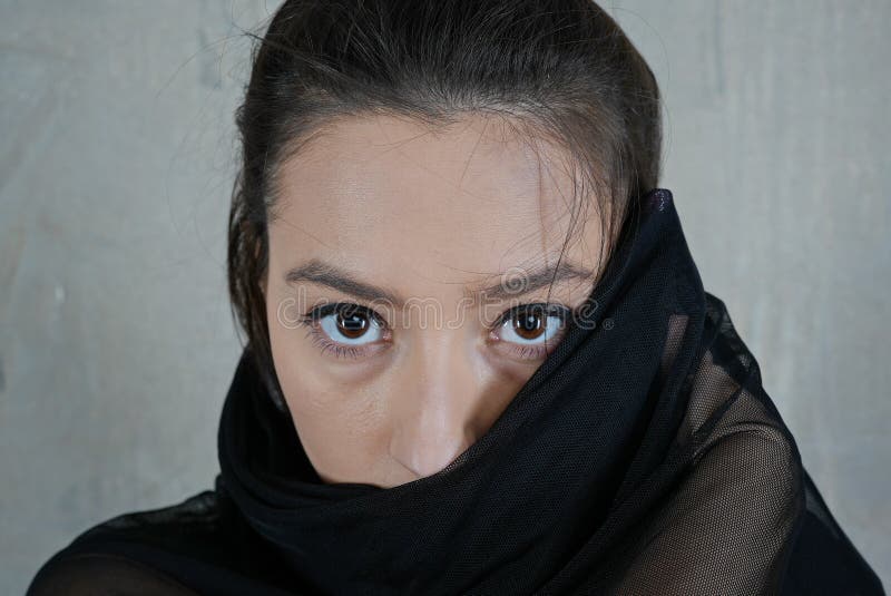 The Girl& X27;s Face, Covered with a Cloth Stock Photo - Image of ...