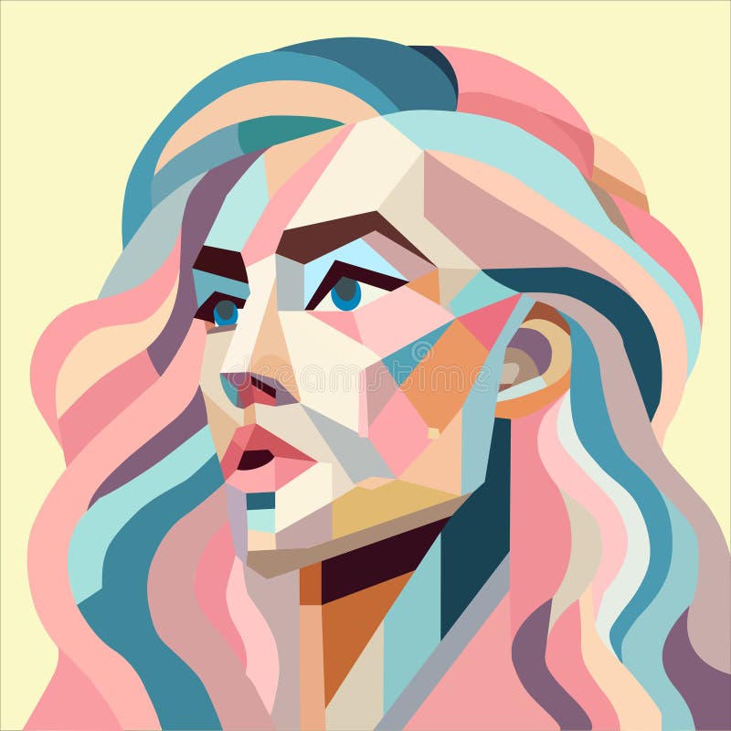 The Girl`s Face with a Determined Look Stock Illustration ...