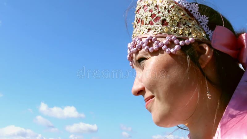 A Girl S Face with Pink Bow on Head, Close-up Stock Footage - Video of ...