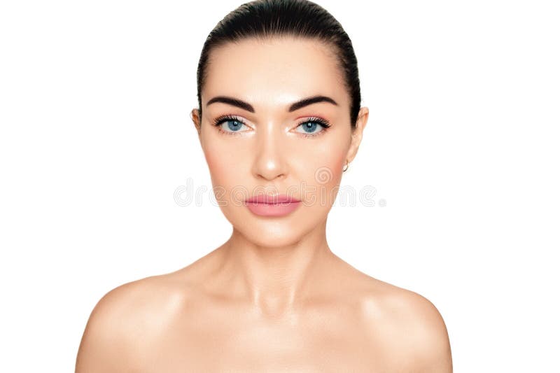 Girl`s Face on a White Background. Stock Image - Image of girls, girl ...