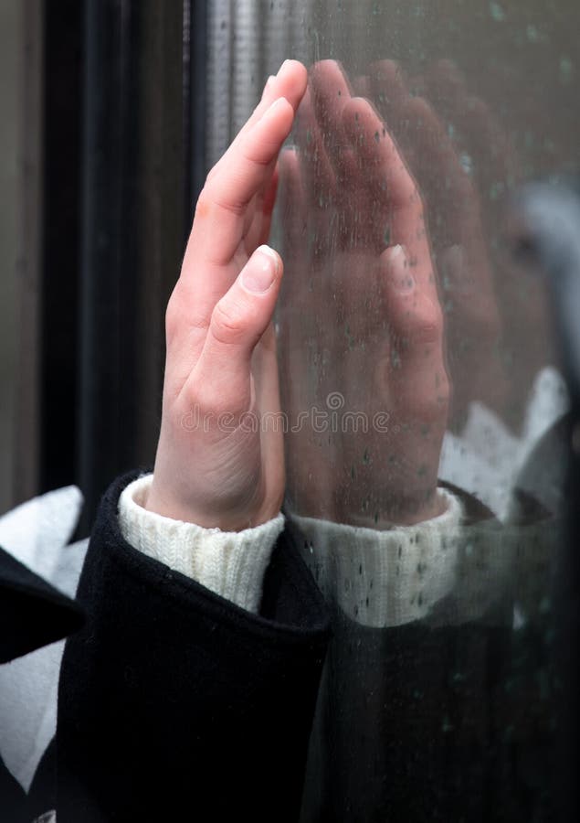 Girl& X27;s Hand with Glass Reflection. Close-up. Stock Photo - Image ...