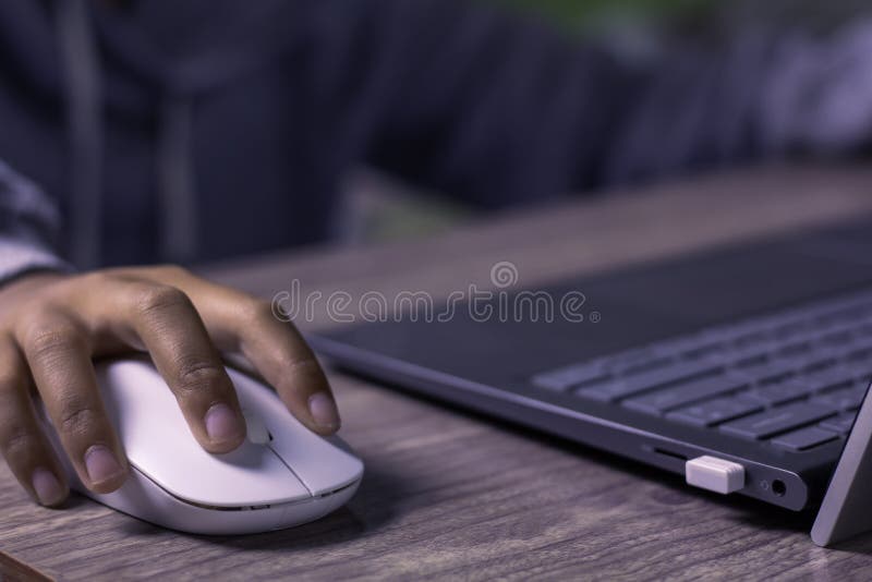 The Girl S Hand Sat on the Computer. Stock Image - Image of message ...