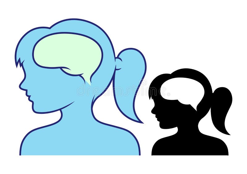 Girl s head and brain stock vector. Illustration of head - 47456226