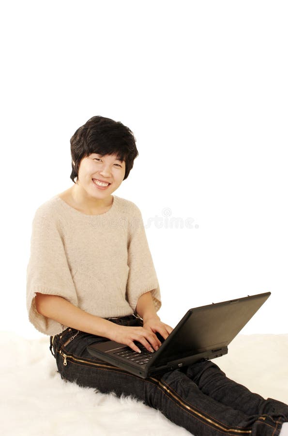 Girl s laptop computer stock photo. Image of mother, trees - 13048892