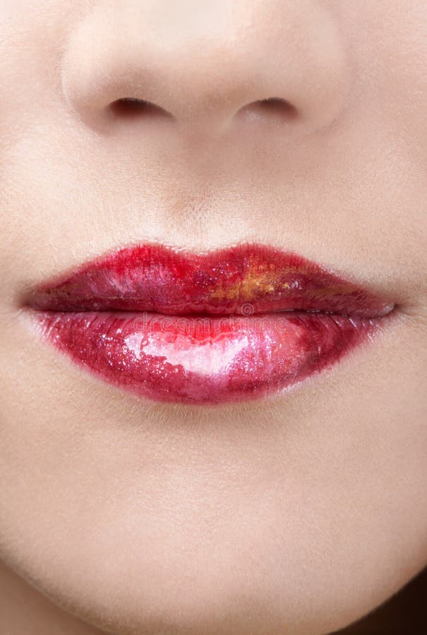 Girl s lips stock image. Image of cosmetics, white, attractive - 12691619