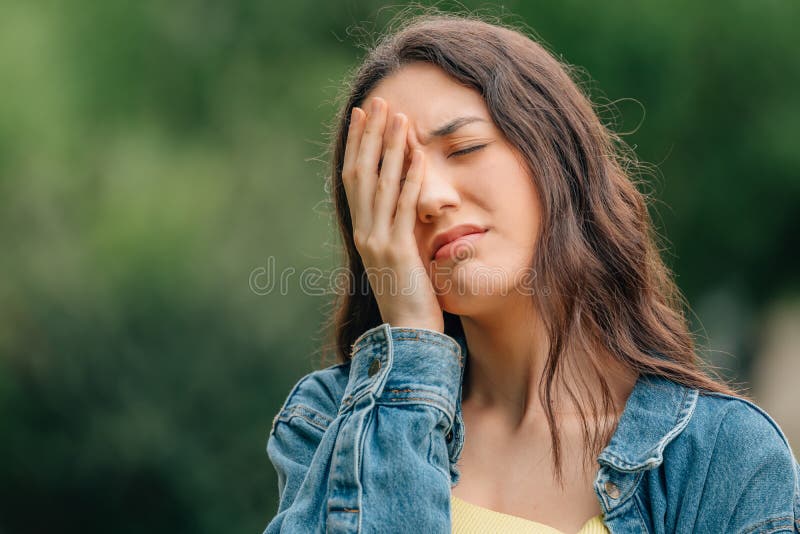 Girl with a sad expression stock photo. Image of emotional - 258948578