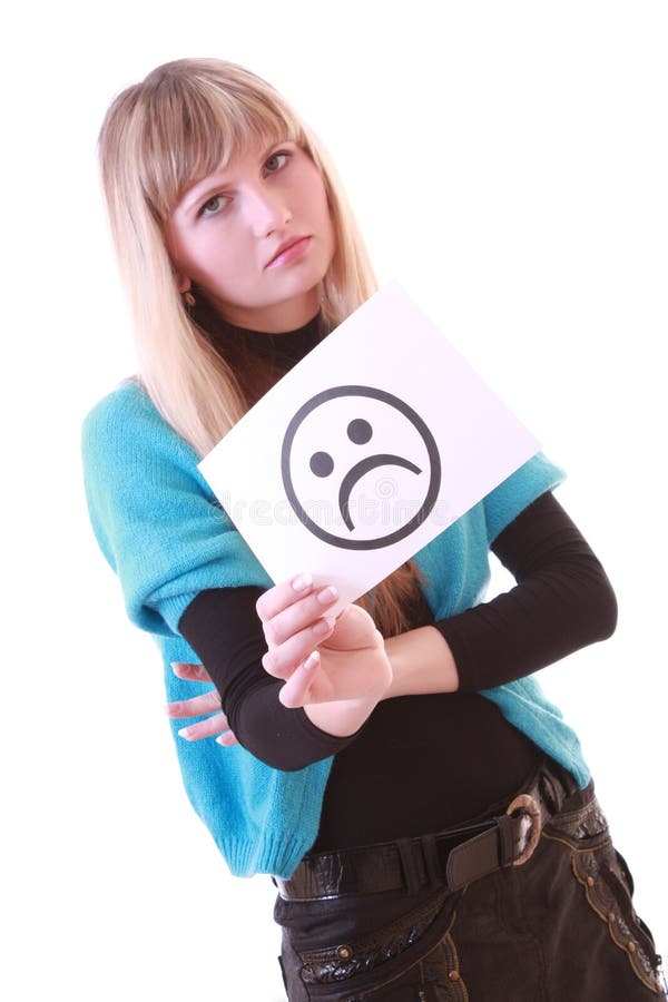 Girl with sad smile stock photo. Image of sorrow, inscription - 8309046