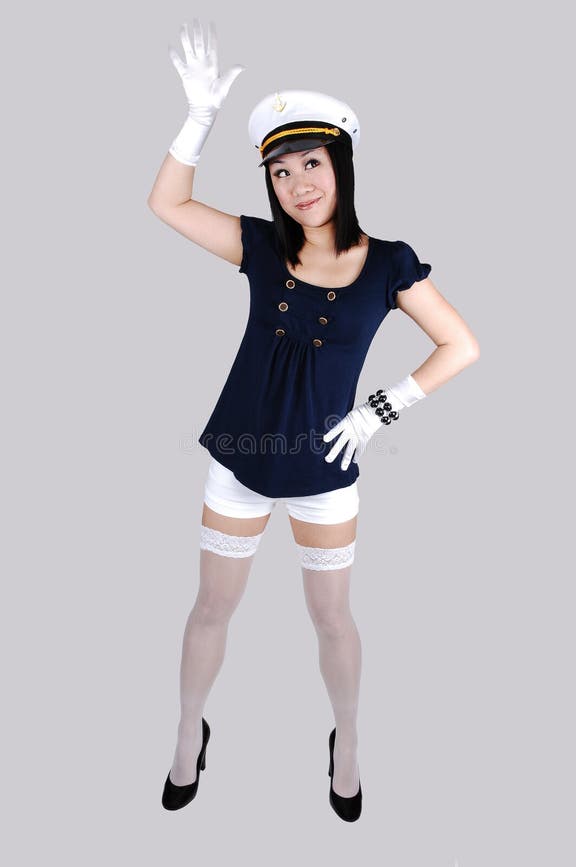Girl in sailor uniform. stock photo. Image of asian, woman - 15948278