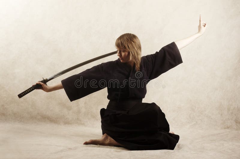 Girl samurai stock image. Image of weapon, martial, face - 7166629