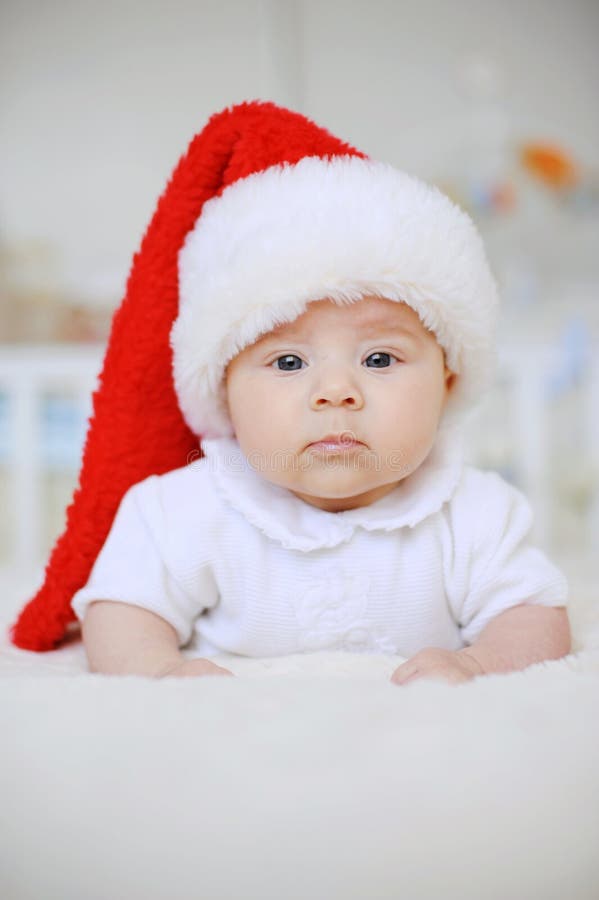 Girl In Santa Claus Cap Stock Image Image Of Happiness 28331371