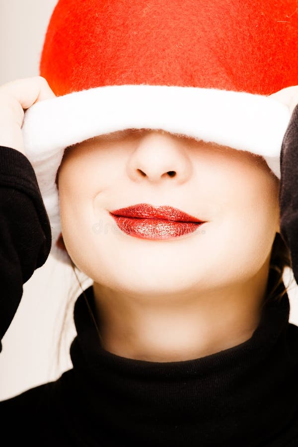 Girl in Santa hat stock image. Image of pretty, woman - 11181597