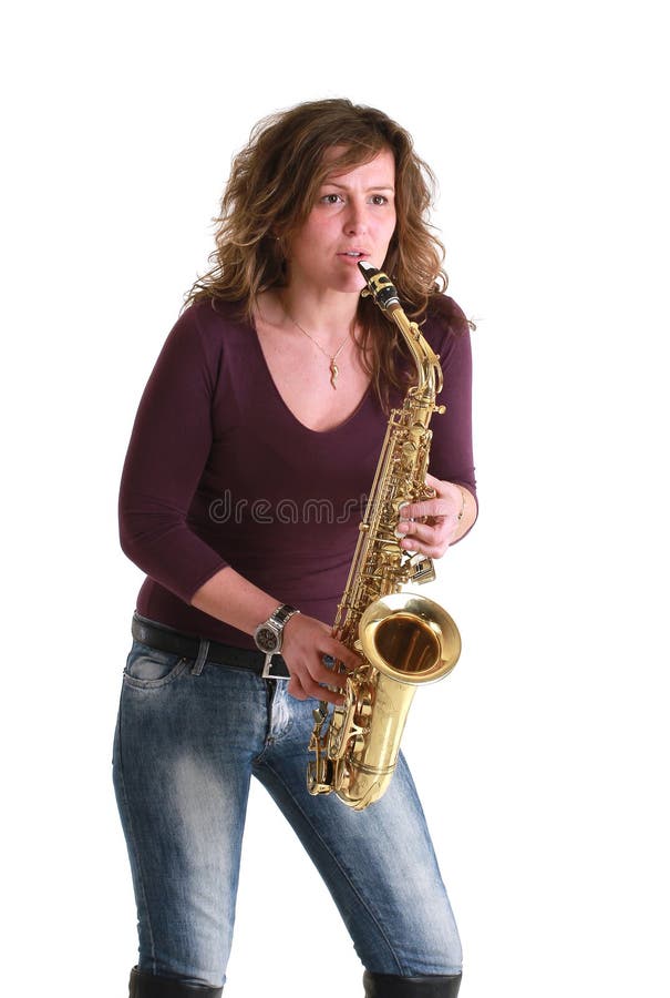 Girl with sax stock image. Image of elegant, entertainment - 12820545