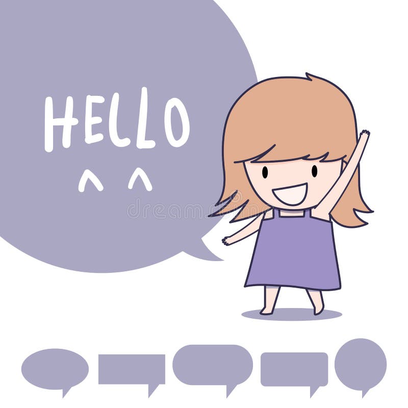 Girl say hello stock vector. Illustration of communication - 57232515