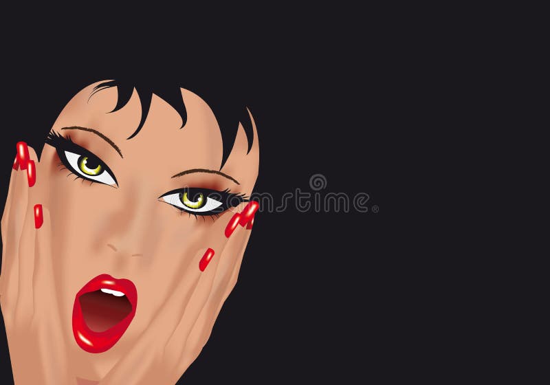 Girl Scared Sticker for Messenger, Label Icon Colorful Logo Stock ...