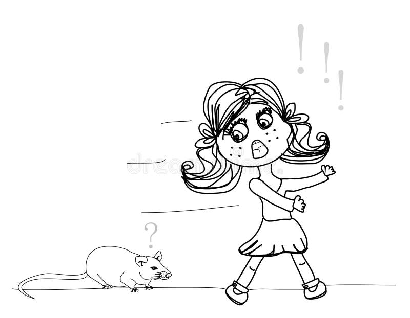 Girl scared of a mouse stock vector. Illustration of isolated - 29165285