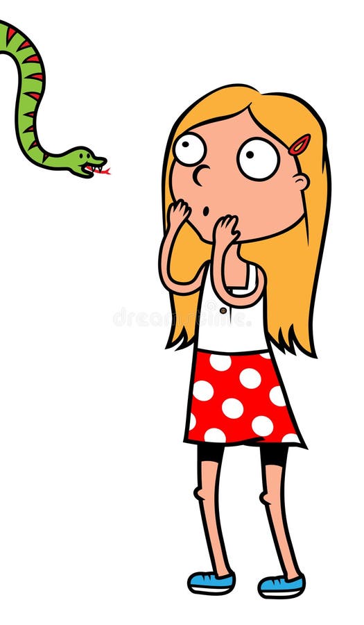 Girl scared of snakes stock vector. Illustration of child - 20886436