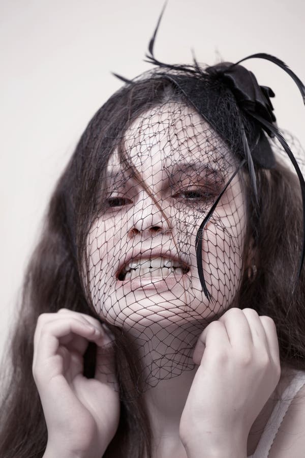 Girl with scary face stock image. Image of hair, zombie - 27370021