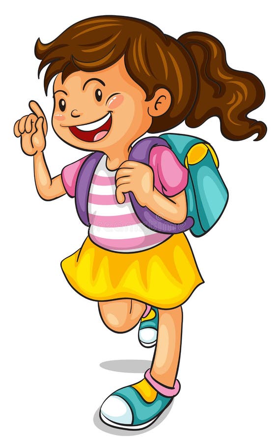A girl with school bag stock vector. Illustration of sack - 33072878
